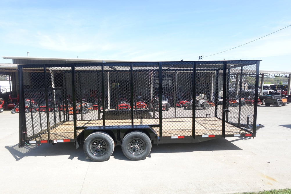 7' x 18' Tandem Straight Deck Utility Trailer 6ft Mesh Sides 7K GVWR ...
