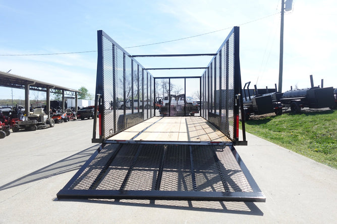 7' x 18' Tandem Straight Deck Utility Trailer 6ft Mesh Sides 7K GVWR ...