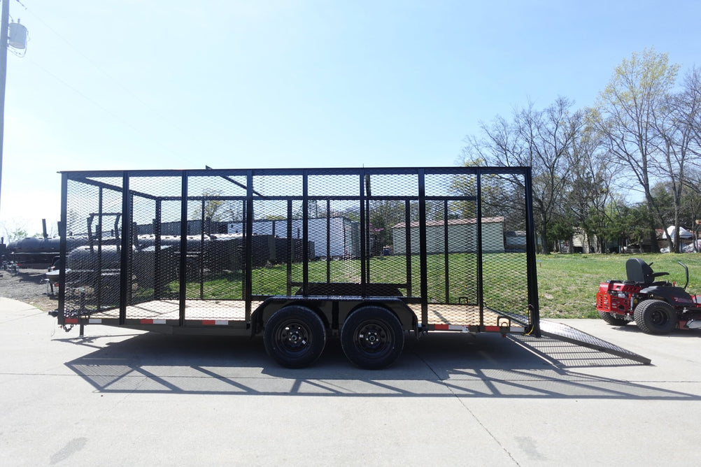 7' x 18' Tandem Straight Deck Utility Trailer 6ft Mesh Sides 7K GVWR ...