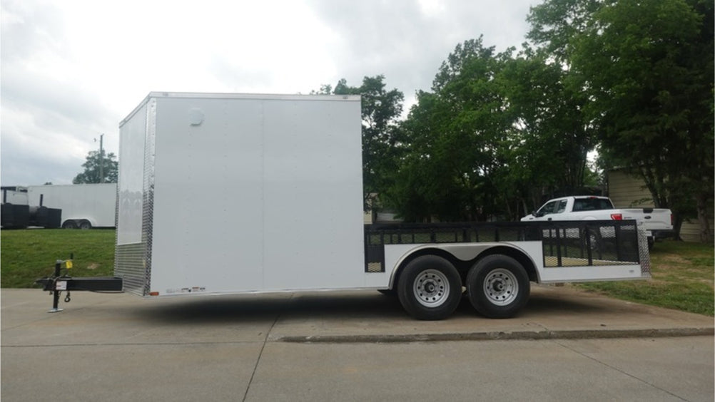 8.5x20 White Enclosed Hybrid Utility Trailer (2) 7,000lb Axles - SLE ...
