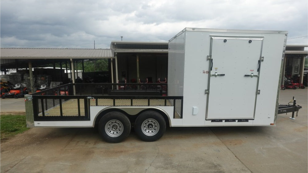 8.5x20 White Enclosed Hybrid Utility Trailer (2) 7,000lb Axles - SLE ...