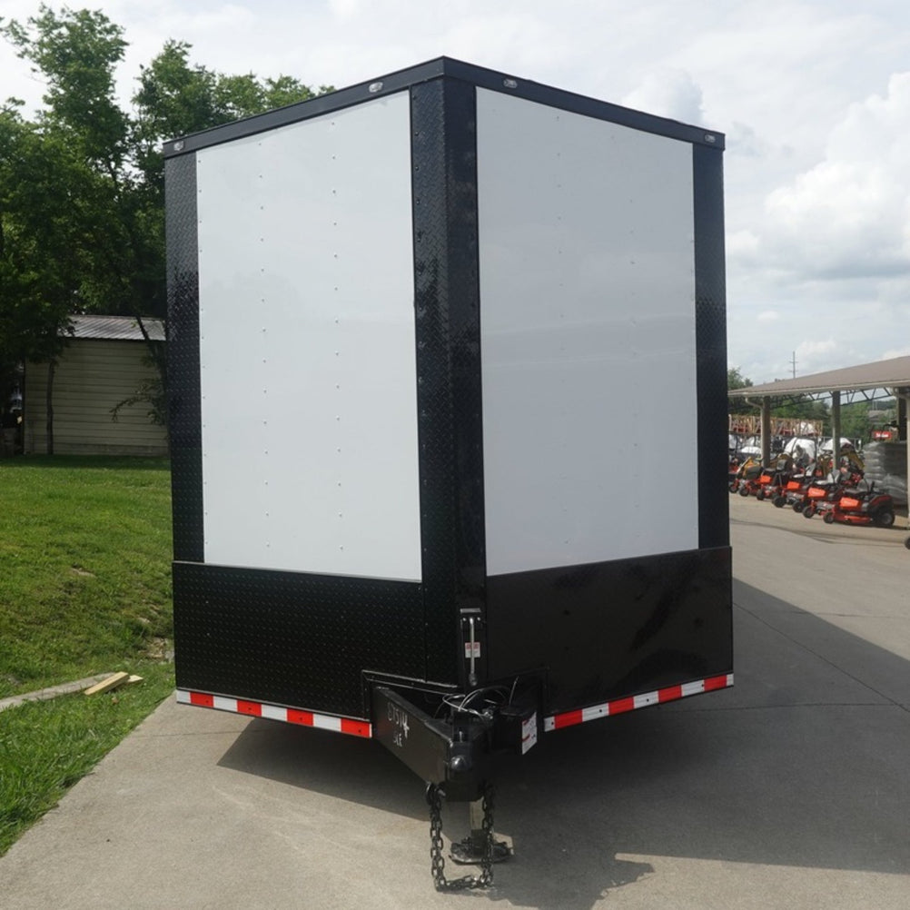 8.5X36 White With Black Out Enclosed Trailer With Escape Doors E Track