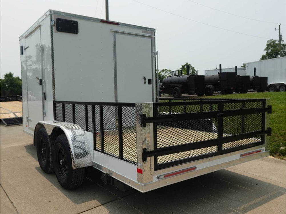 7x16 Tandem White V-Nose Hybrid Enclosed Trailer - SLE Equipment