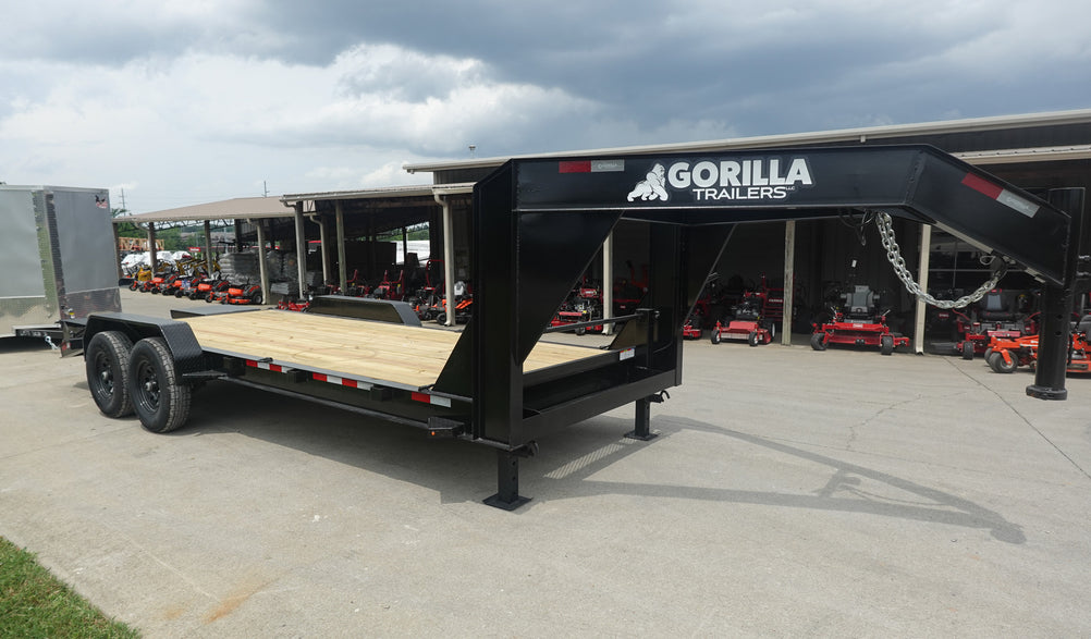 7x20 Gooseneck Equipment Trailer (2) 7K Axles with Brakes & Mini King ...