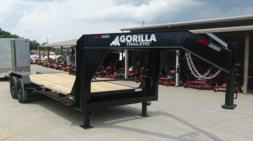 7x20 Gooseneck Equipment Trailer (2) 7K Axles with Brakes & Mini King ...
