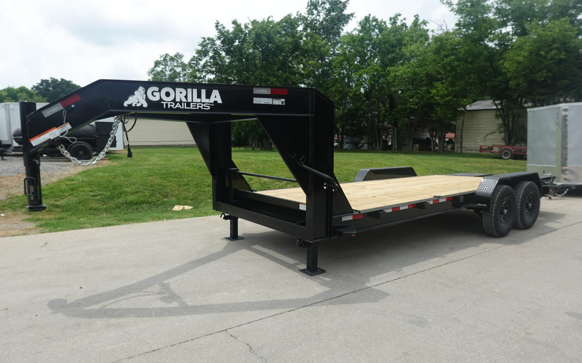 7x20 Gooseneck Equipment Trailer (2) 7K Axles with Brakes & Mini King ...