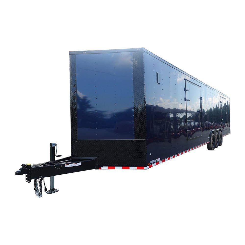 8.5x36 Indigo Blue Blackout Enclosed Trailer Escape Doors E Track Floo