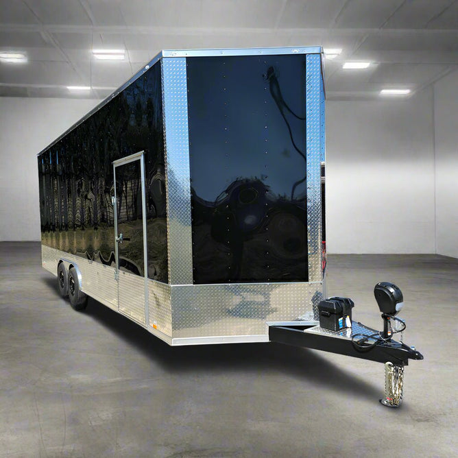 Enclosed Trailer 8.5x24 Black W/ Silver Trim Cargo & Toy Hauler 9ft ...