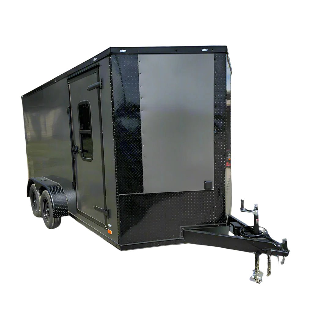 7x14 Charcoal V-Nose Enclosed Trailer (2) 3,500lb Axles Windows Elect