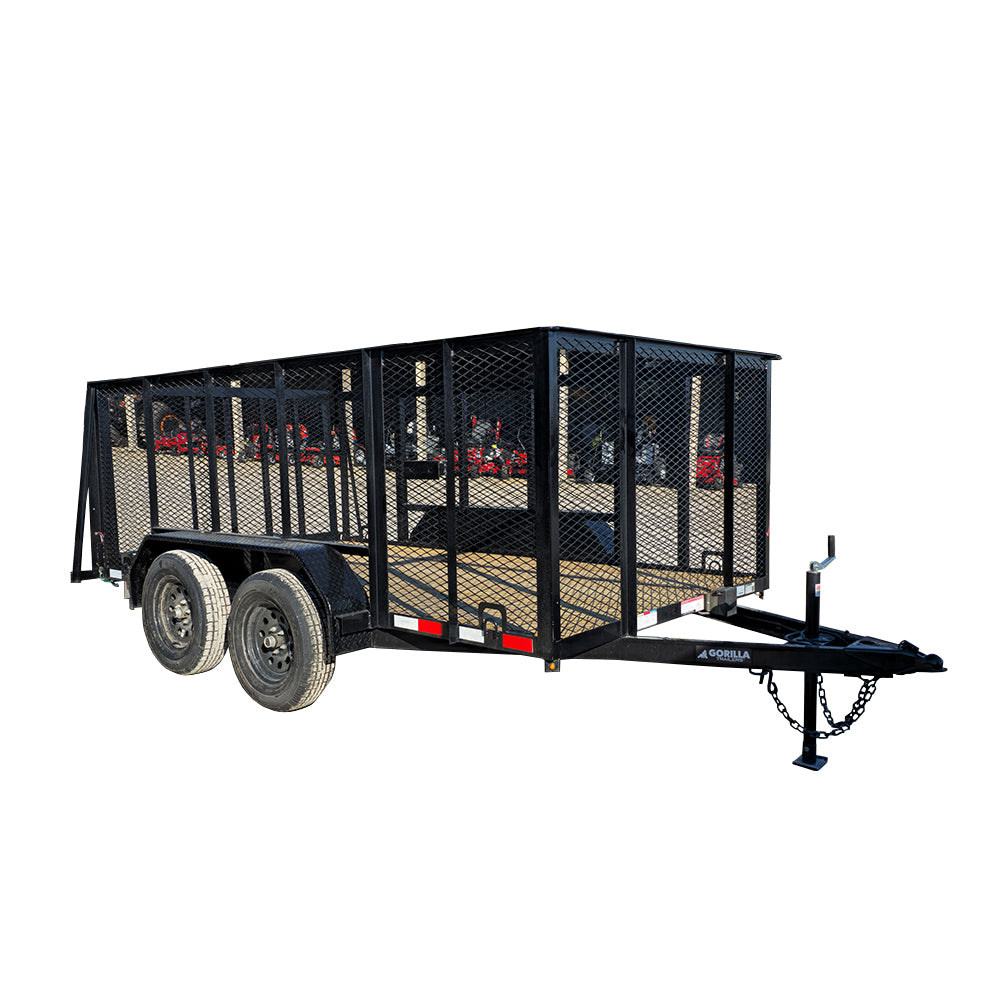6.4' X 12' Straight Deck Tandem Utility Trailer 4ft Mesh Sides (2) 3,5