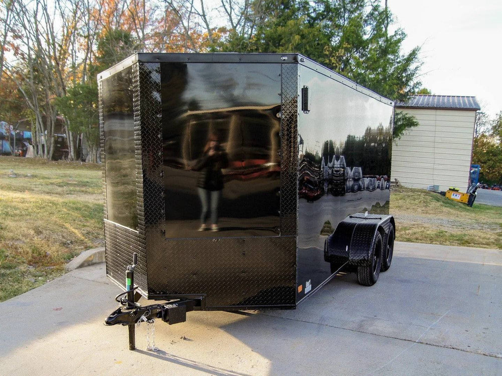 7x14 Enclosed Trailer Black V-Nose Blackout Package Storage (2) 3,500l