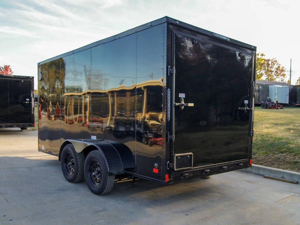 7x14 Enclosed Trailer Black V-Nose Blackout Package Storage (2) 3,500l
