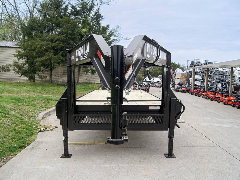 8.5x25 IBeam Gooseneck Straight Deckover Trailer (2) 7K Axles Slide Ra