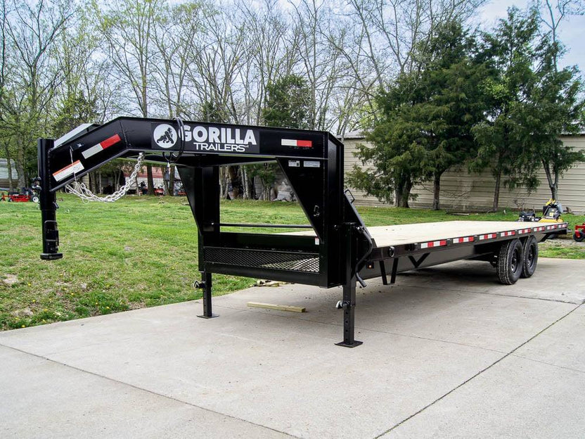 8.5x25 IBeam Gooseneck Straight Deckover Trailer (2) 7K Axles Slide Ra