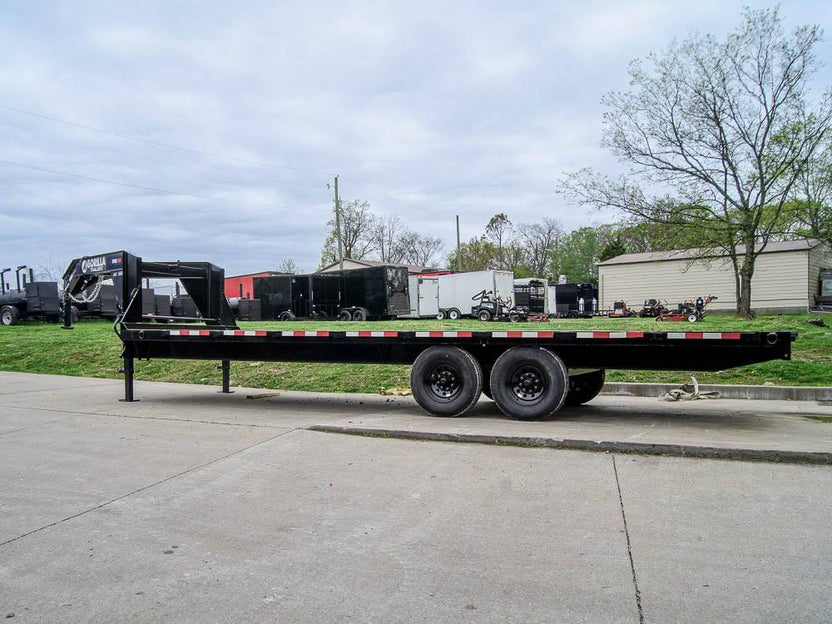 8.5x25 IBeam Gooseneck Straight Deckover Trailer (2) 7K Axles Slide Ra