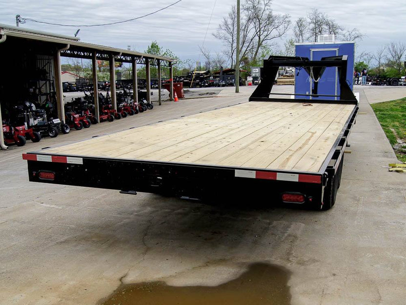 8.5x25 IBeam Gooseneck Straight Deckover Trailer (2) 7K Axles Slide Ra