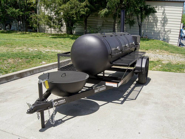 330 Gallon Pull Behind BBQ Smoker with Round Charcoal Grill 3500lb Axl
