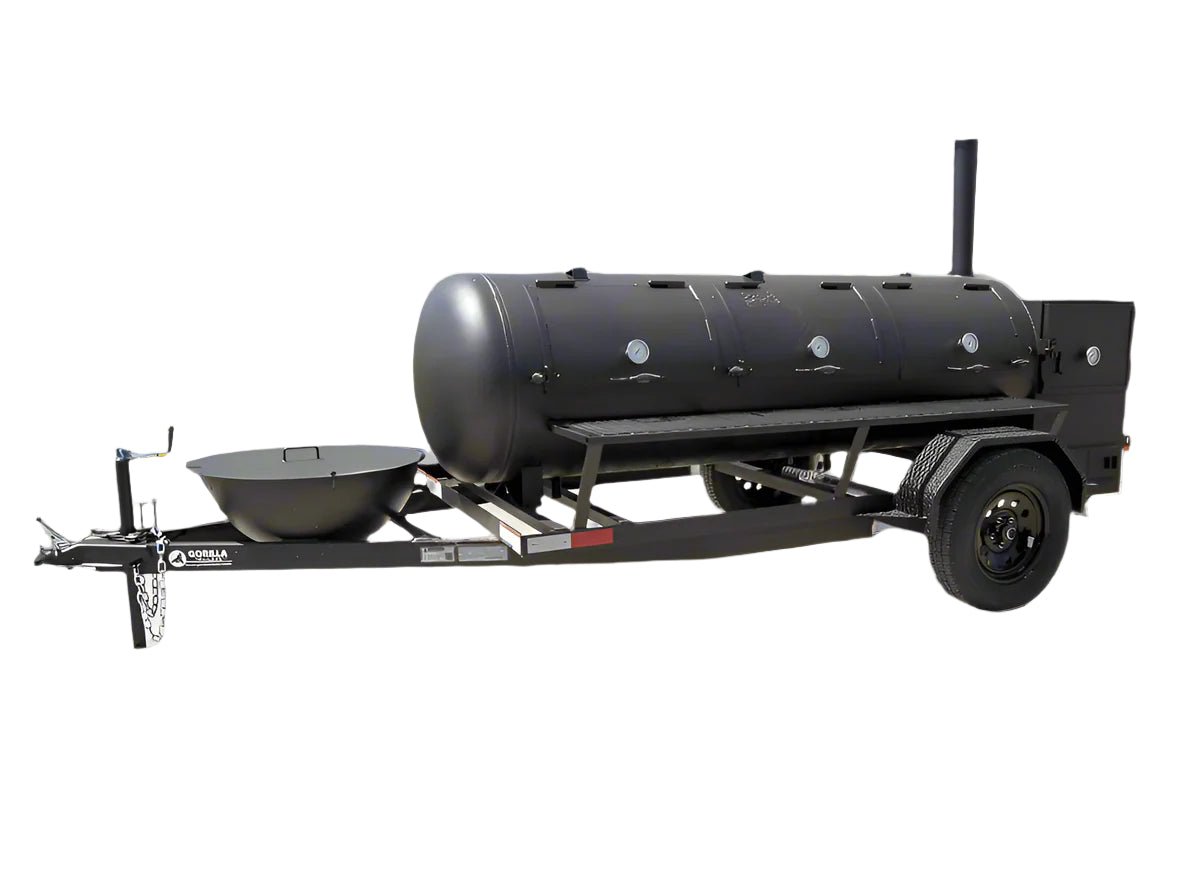330 Gallon Pull Behind BBQ Smoker with Round Charcoal Grill 3500lb Axl
