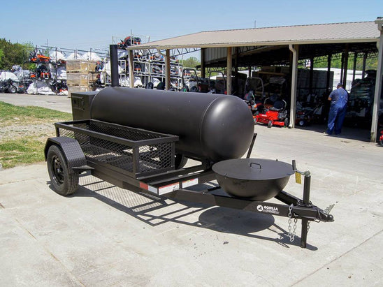 330 Gallon Pull Behind BBQ Smoker with Round Charcoal Grill 3500lb Axl