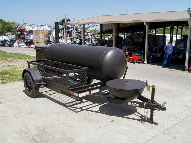 330 Gallon Pull Behind BBQ Smoker with Round Charcoal Grill 3500lb Axl