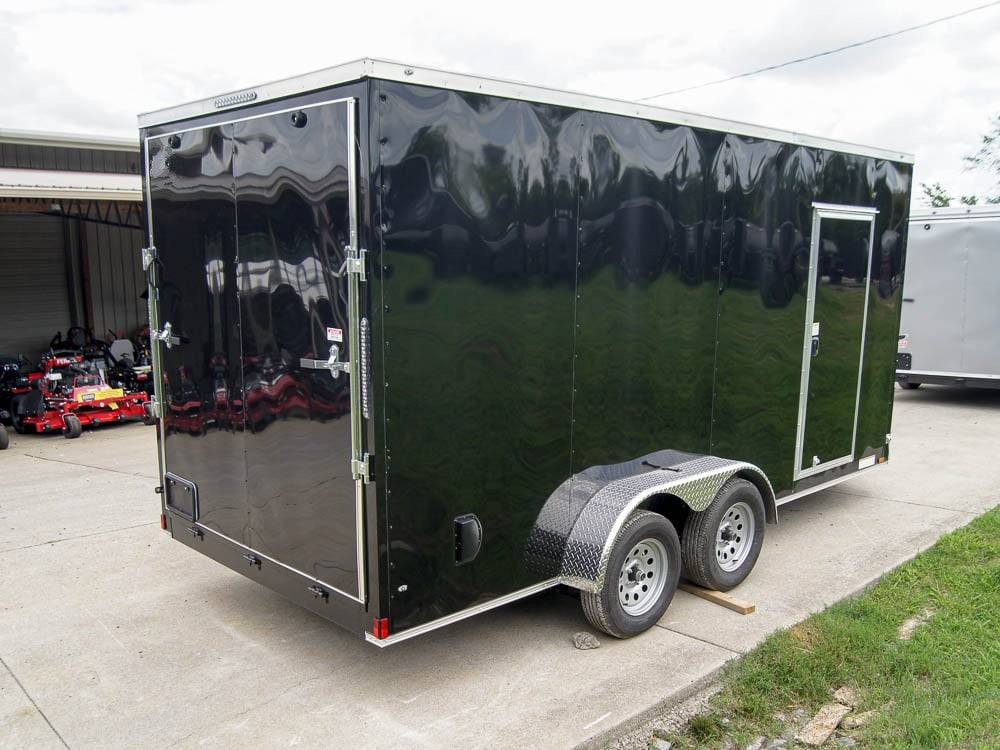 7x16 Black V-Nose Enclosed Storage Trailer (2) 3,500lb Axles