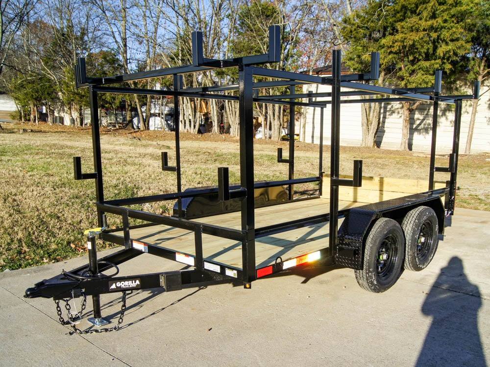 6.4x12 Straight Deck Utility Trailer 4.5ft Ladder Racks (2) 3,500lb Ax