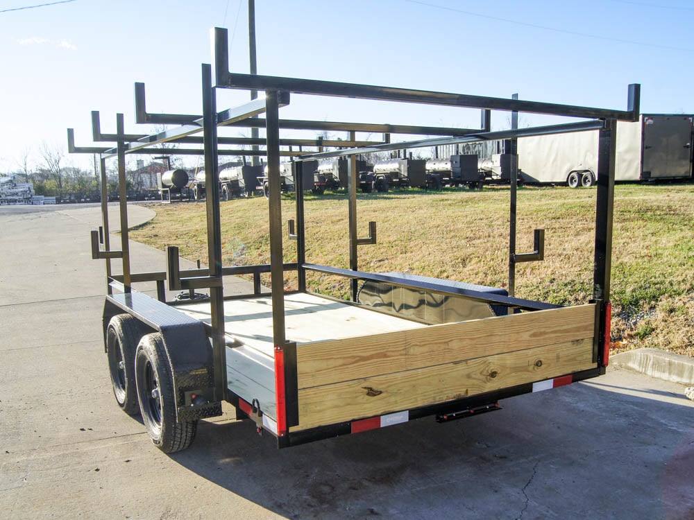 6.4x12 Straight Deck Utility Trailer 4.5ft Ladder Racks (2) 3,500lb Ax