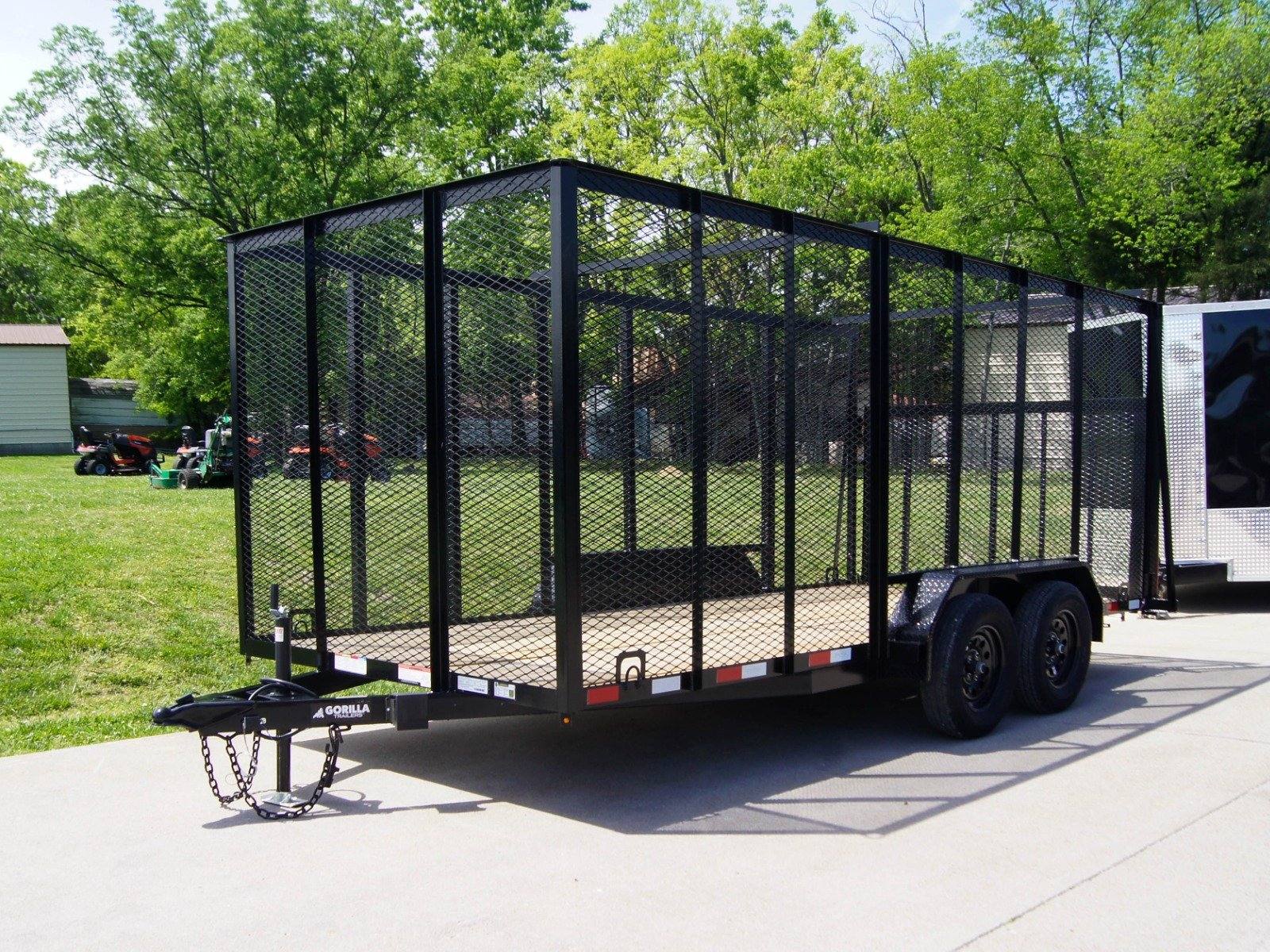 7x16 Powder Coated Straight Deck Utility Trailer with 6ft Mesh Sides