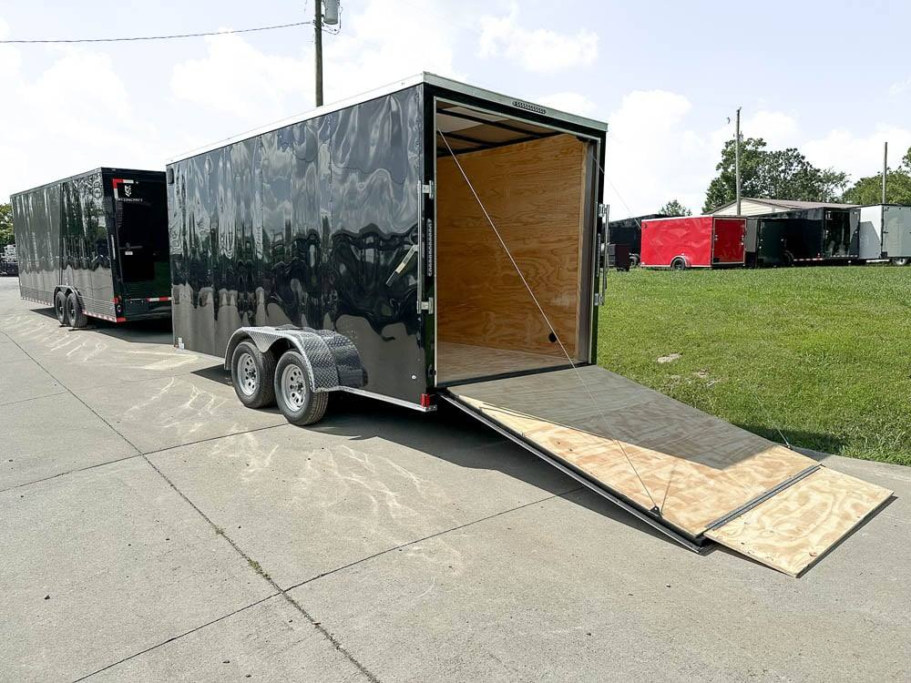 7x16 Black V-Nose Enclosed Storage Trailer (2) 3,500lb Axles