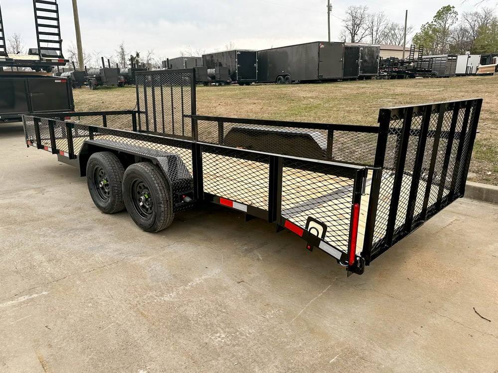 7x20 Powder Coated Utility Trailer with Side Gate and 18" Mesh (2) 3,5