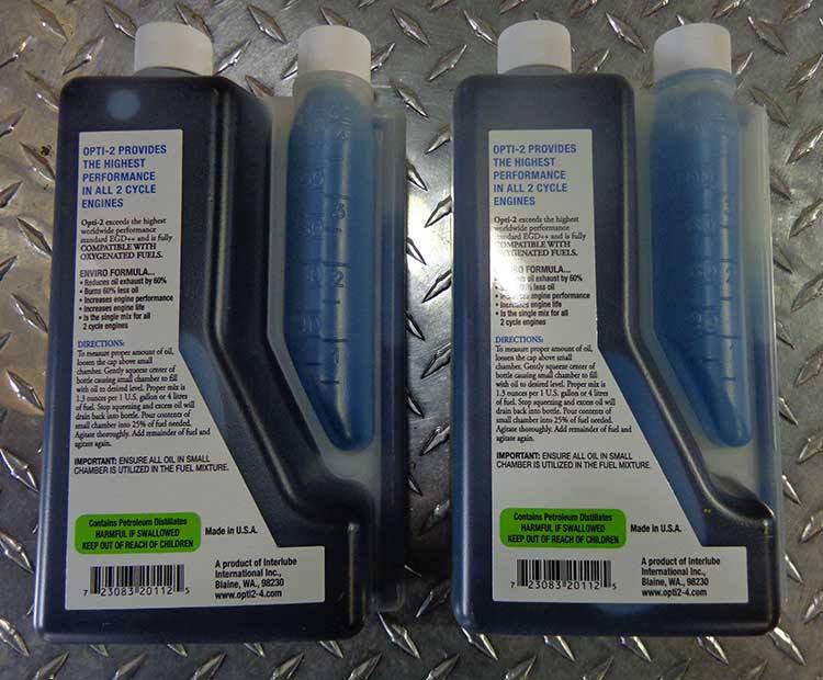 2 Bottles - Opti-2 2-Cycle Oil 34 oz Smokeless 25 Gallons EZ Measure