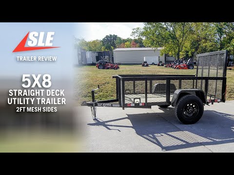 5x8 Straight Deck Utility Trailer with 2ft Mesh Side 3500lb Axle