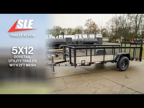 5x12 Dovetail Utility Trailer with 2ft Mesh Sides 3,500lb Axle