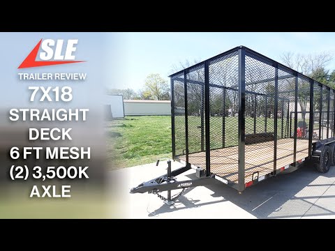 7' x 18' Tandem Straight Deck Utility Trailer 6ft Mesh Sides 7K GVWR ...