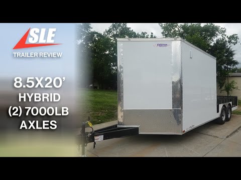 8.5x20 White Enclosed Hybrid Utility Trailer (2) 7,000lb Axles - SLE ...
