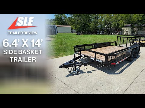 6.4x14 Dovetail Utility Trailer with Side Baskets (2) 3500lb Axles