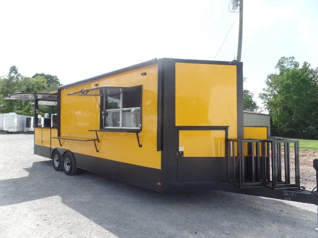 8.5' x 24' Yellow BBQ Porch Concession Food Trailer